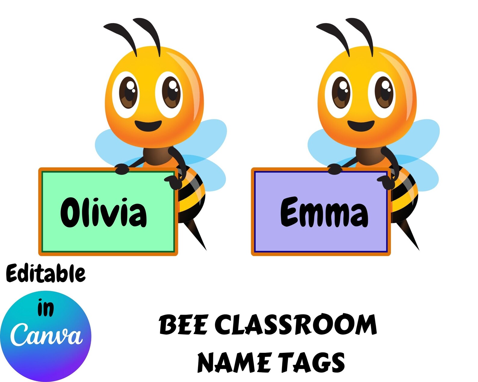 Editable Bee Classroom Name Tags, Classroom Label, Classroom Tags ...
