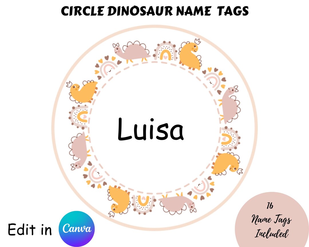 Editable Circle Dinosaur Classroom Name Tag, Circle Classroom Labels ...