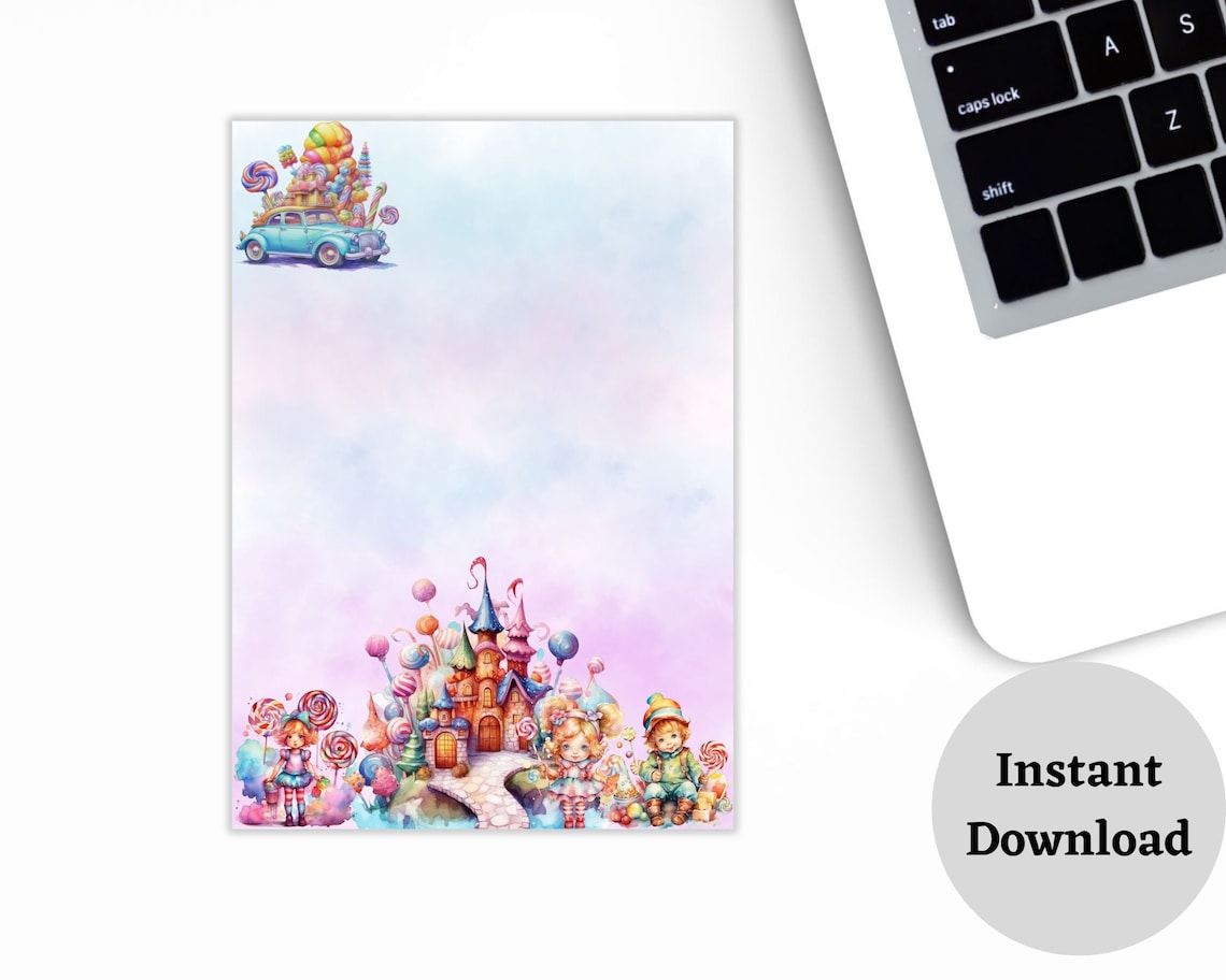 Printable Candy Land Stationery, Letter Writing Paper, Lined and ...