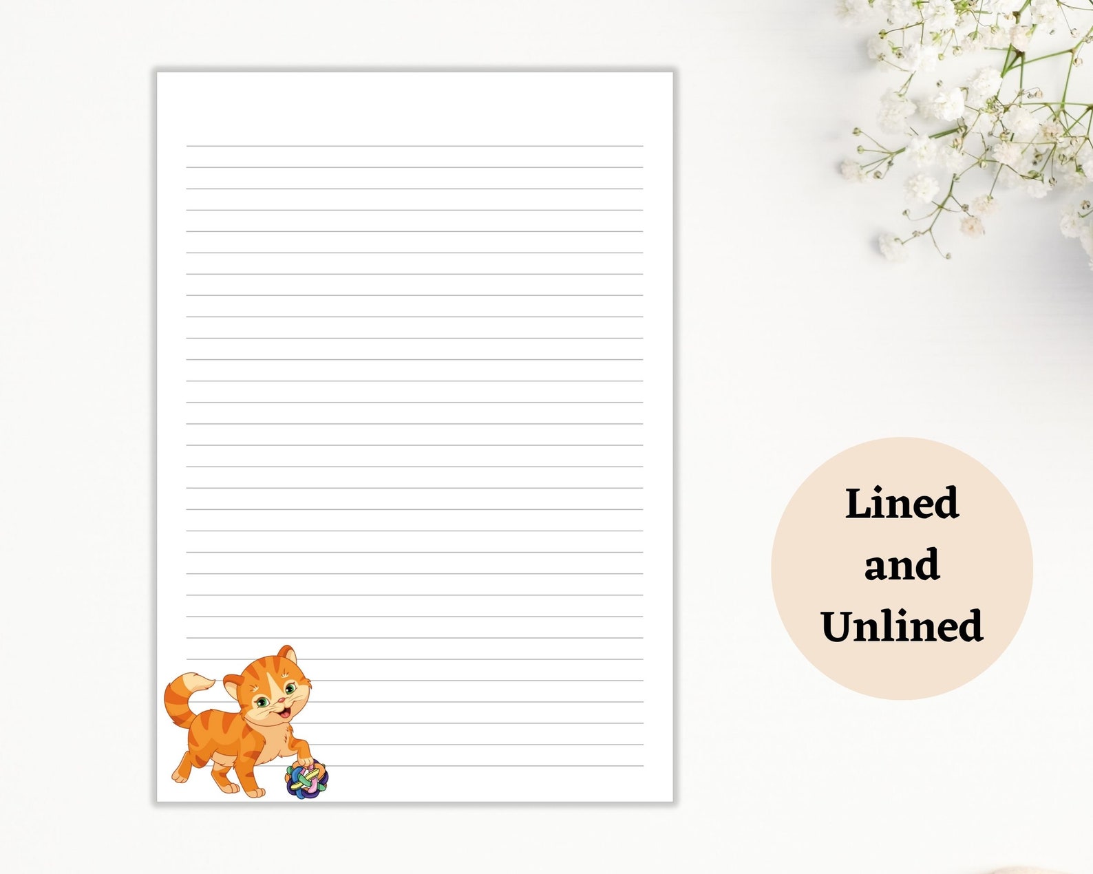 Printable Kawaii Cat Stationery, Cute Cat Lover Letter Writing Paper ...