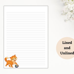 Printable Kawaii Cat Stationery, Cute Cat Lover Letter Writing Paper ...