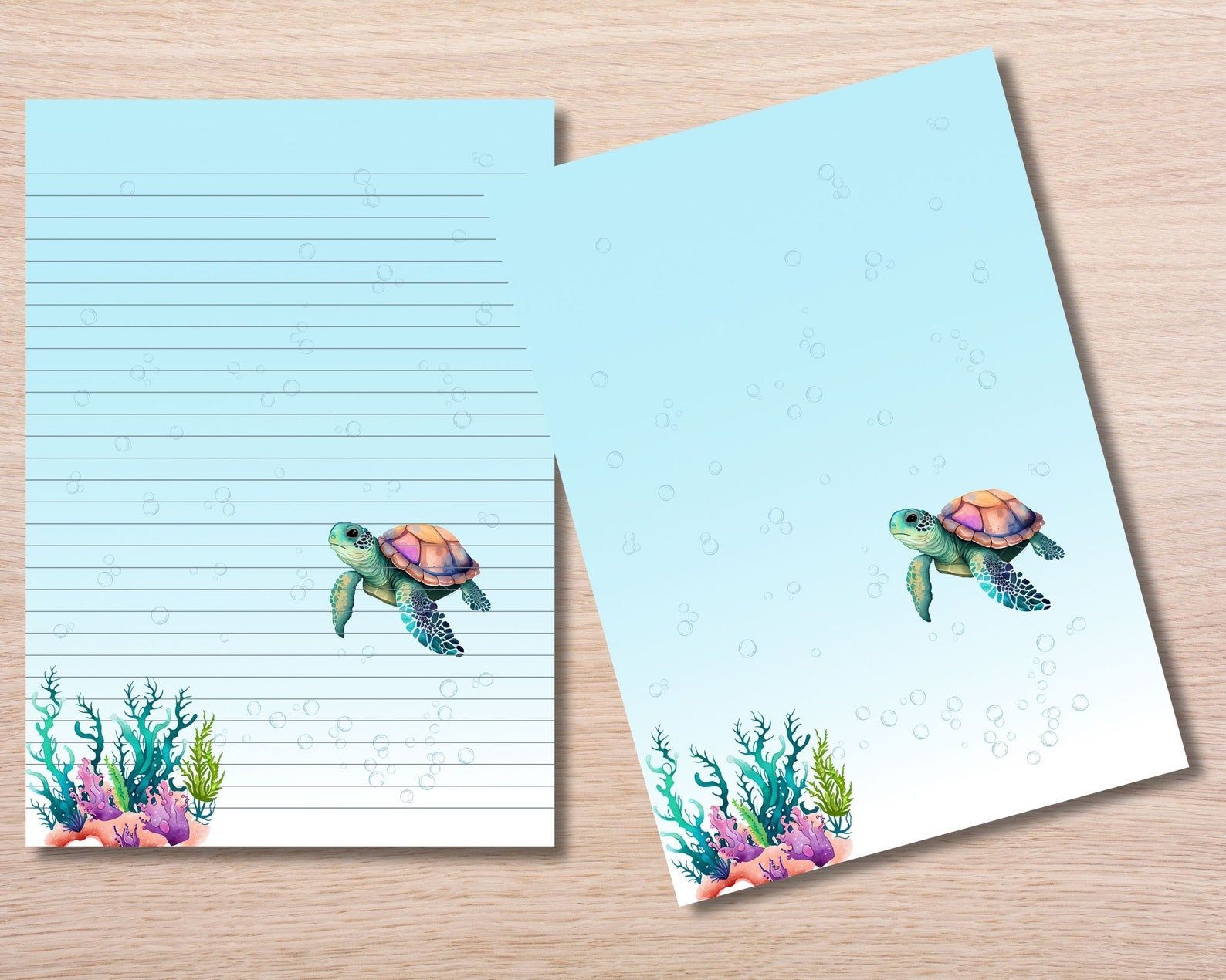 Under the Sea Stationery, Lined and Unlined Letter Writing Paper ...
