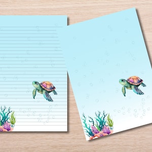 Under the Sea Stationery, Lined and Unlined Letter Writing Paper ...
