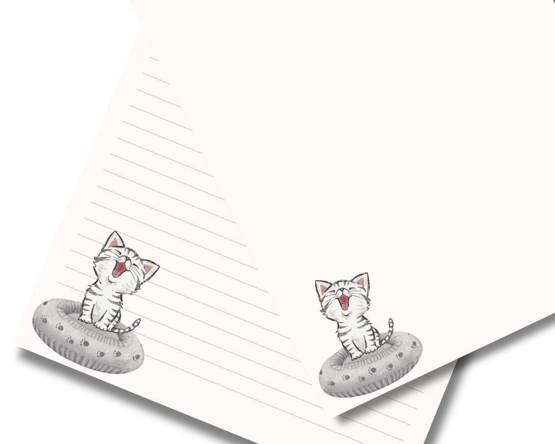 Printable Letter Writing Kawaii Cat Stationery, Sakura Kawaii Kitten ...