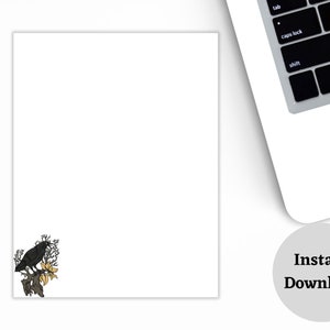 Printable Raven Stationery, Letter Writing Paper, Lined and Unlined ...