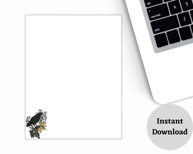 Printable Raven Stationery, Letter Writing Paper, Lined and Unlined ...
