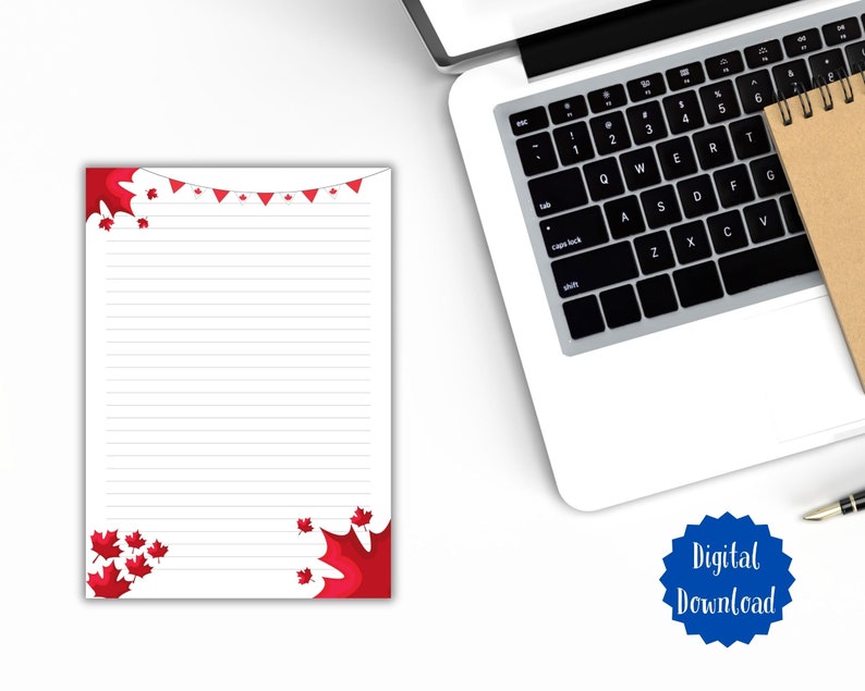 Printable Canada Flag Stationery, Lined and Unlined Letter Writing ...