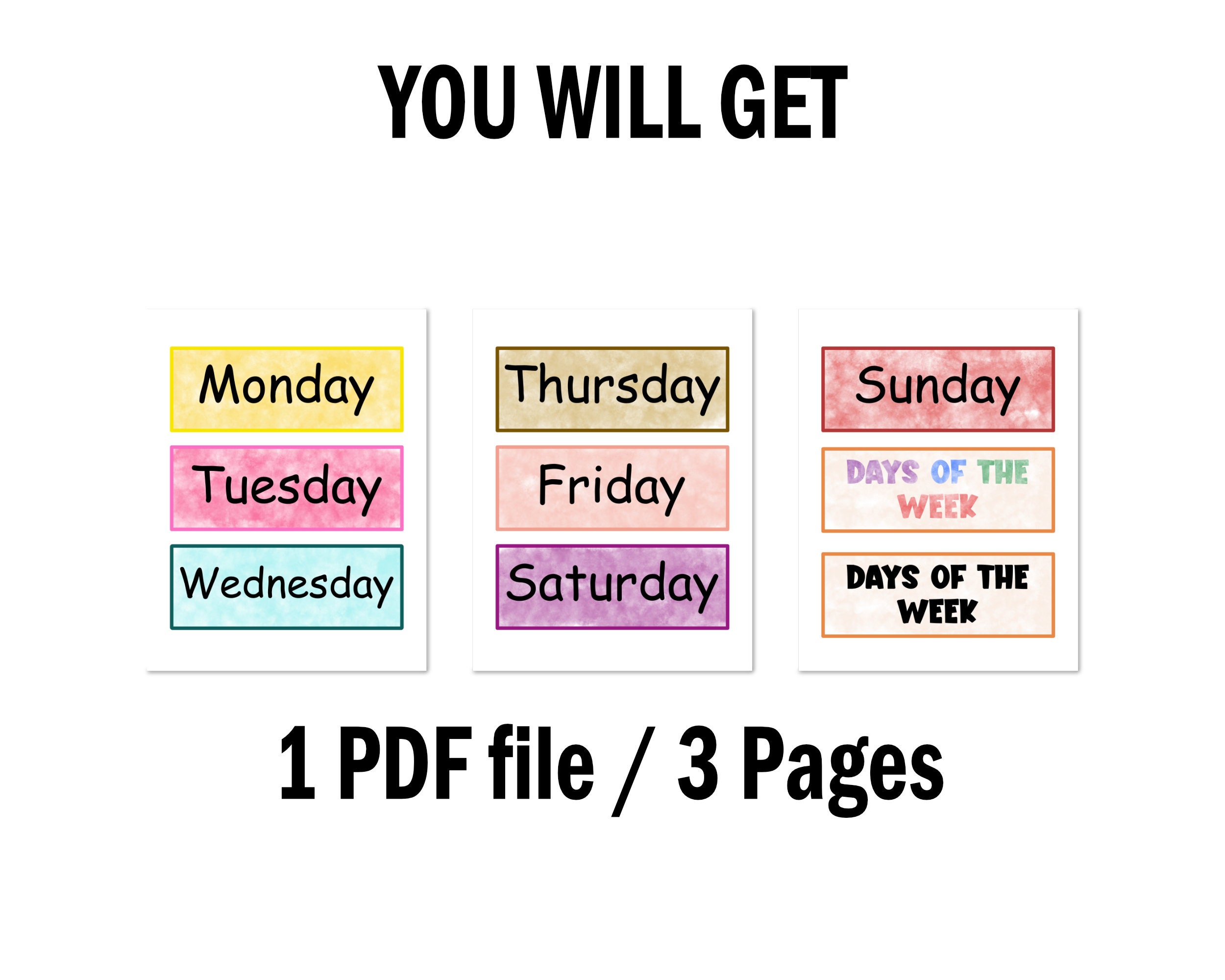 Day of the Week Printable PDF Classroom Calendar - Etsy