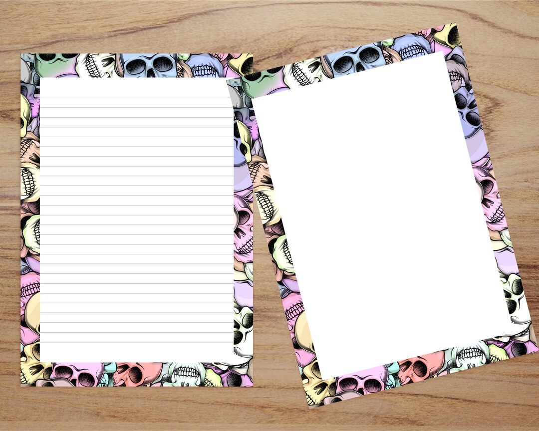 Printable Skull Stationery, Letter Writing Paper, Skeleton Writing ...