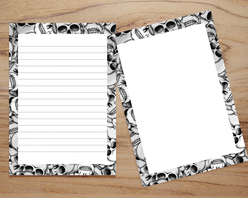 Printable Skull Stationery Letter Writing Paper Skeleton - Etsy
