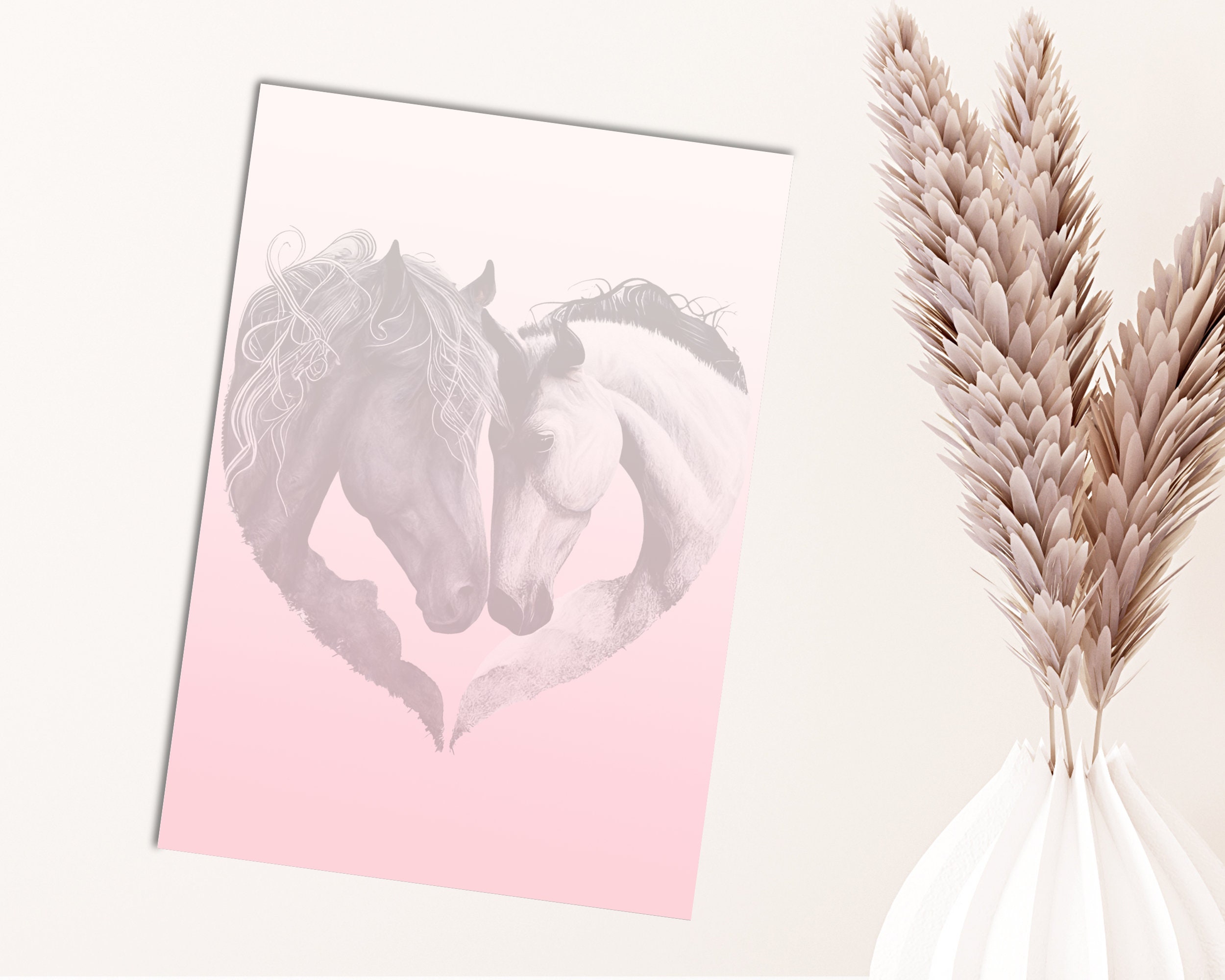 Printable Couple Horse Heart Stationery, Letter Writing Paper, Cute ...