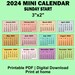 2024 Mini Calendar Printable PDF, 3x2 Inches, Pocket Calendar, Journal ...