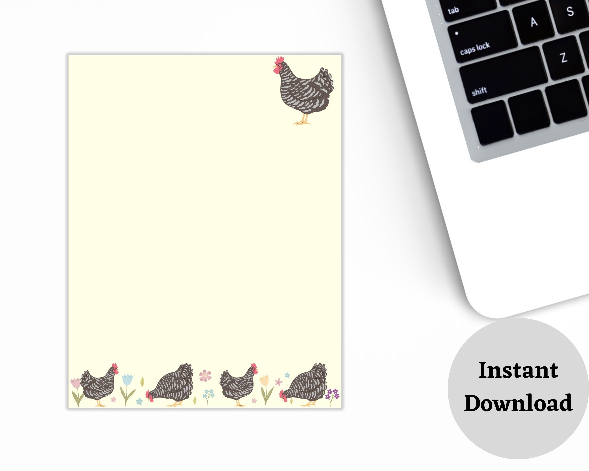 Printable Chickens Stationery, Lined and Unlined Letter Writing Paper ...