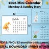 2024 2025 Mini Calendar Printable PDF, 2x3 Inches, Small Calendar, Desk ...
