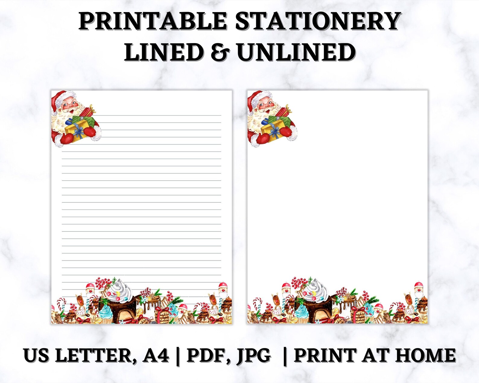 Printable Santa Christmas Stationery, Christmas Letter Writing Paper ...