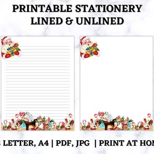 Printable Santa Christmas Stationery, Christmas Letter Writing Paper ...