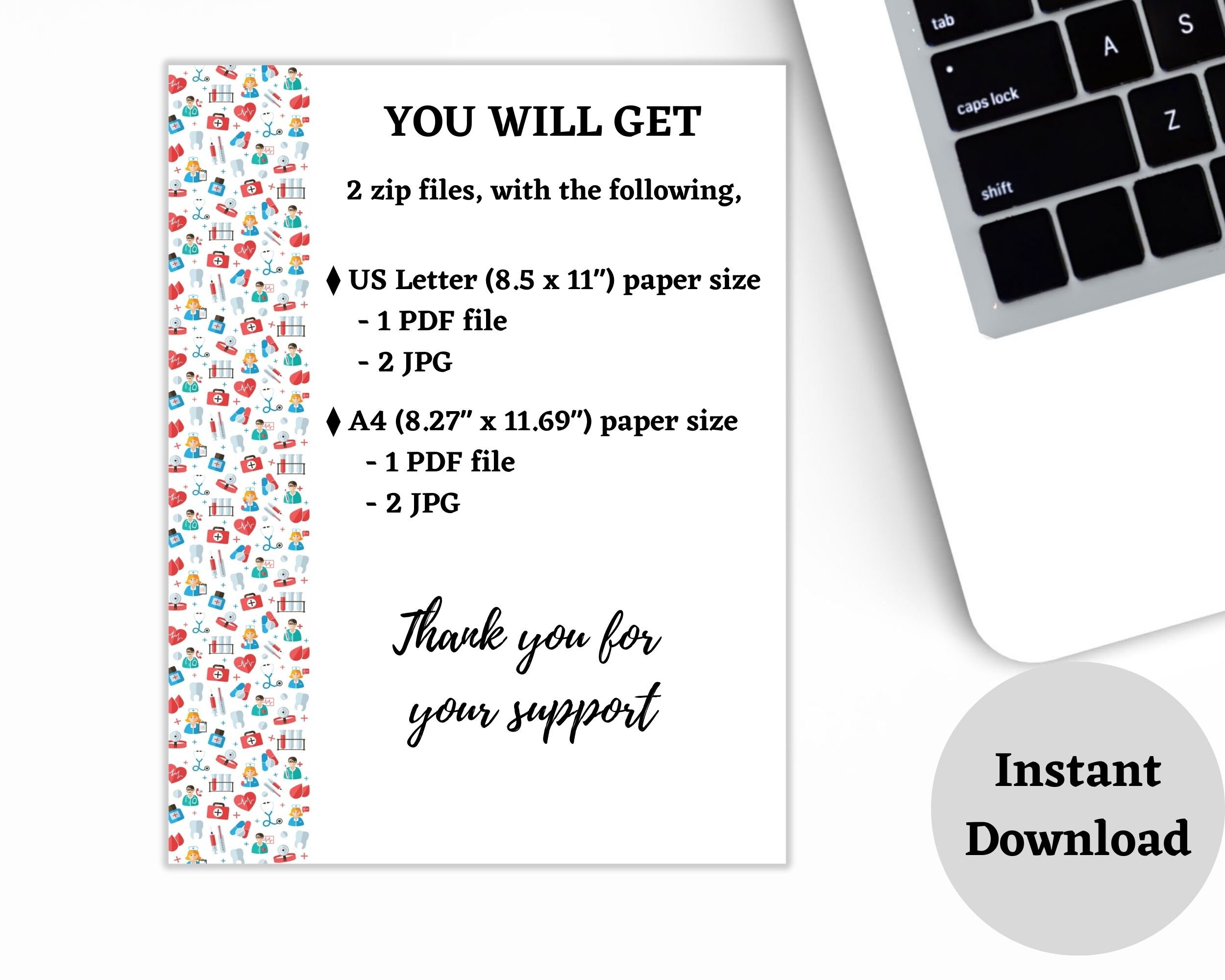 Printable Medical Stationery, Doctor Nurse Journaling Pages Lined ...