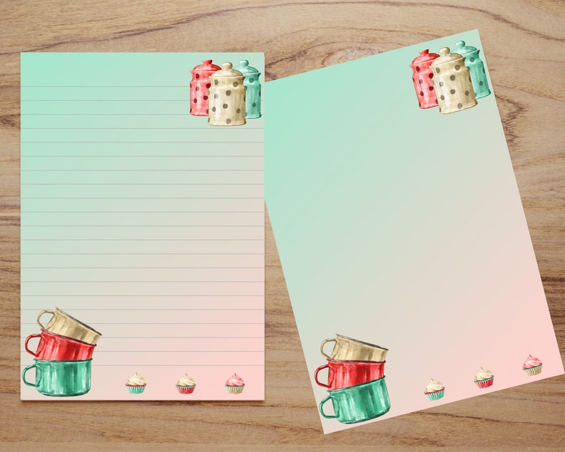 Printable Kitchen Stationery Letter Writing Paper Stationery - Etsy