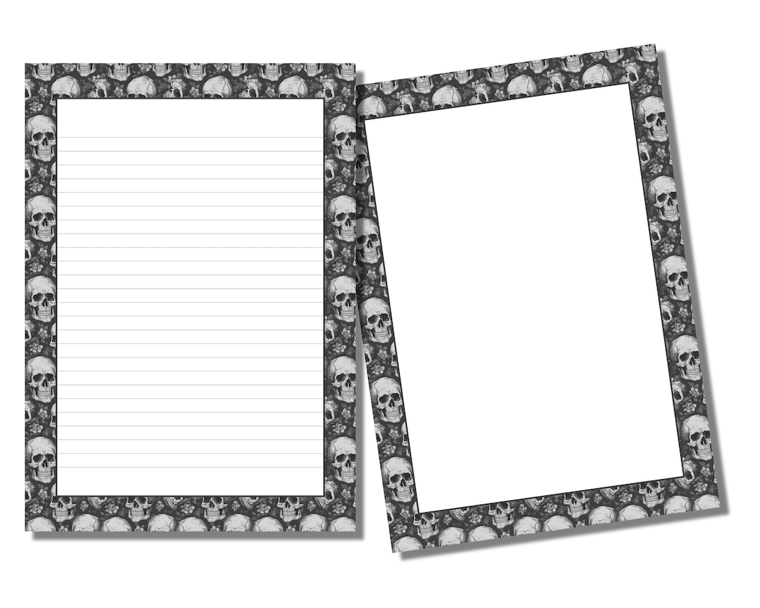 Printable Skull Stationery Letter Writing Paper Skull Lined - Etsy