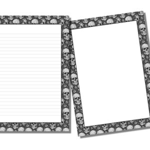 Printable Skull Stationery, Letter Writing Paper, Skull Lined and ...