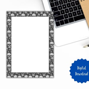 Printable Skull Stationery, Letter Writing Paper, Skull Lined and ...
