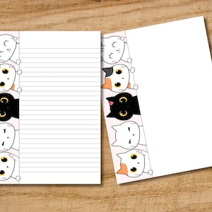 Cat Stationery Printable PDF, Lined and Unlined Digital Paper, Letter ...