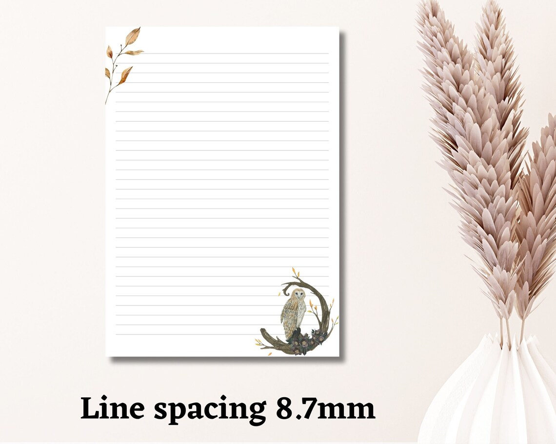 Printable Owl Stationery, Printable Stationery Lined and Unlined Paper ...