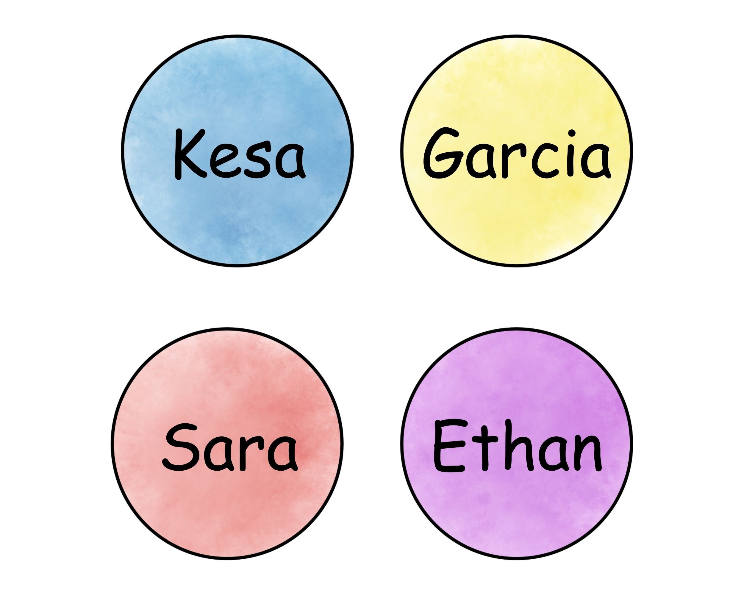 Editable Watercolor Classroom Name Tags, Circle Classroom Label ...