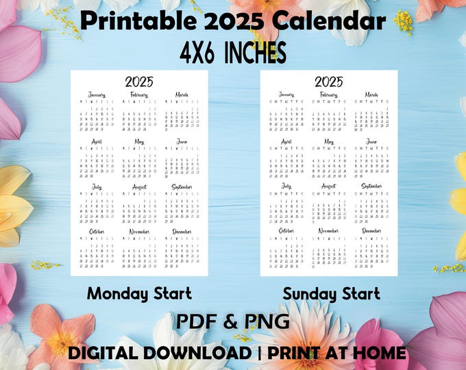2024 2025 Mini Calendar Printable PDF, 2x3 Inches, Small Calendar, Desk ...