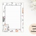 Cute Kawaii Cat Stationery Printable PDF, Cat Lover Letter Writing ...