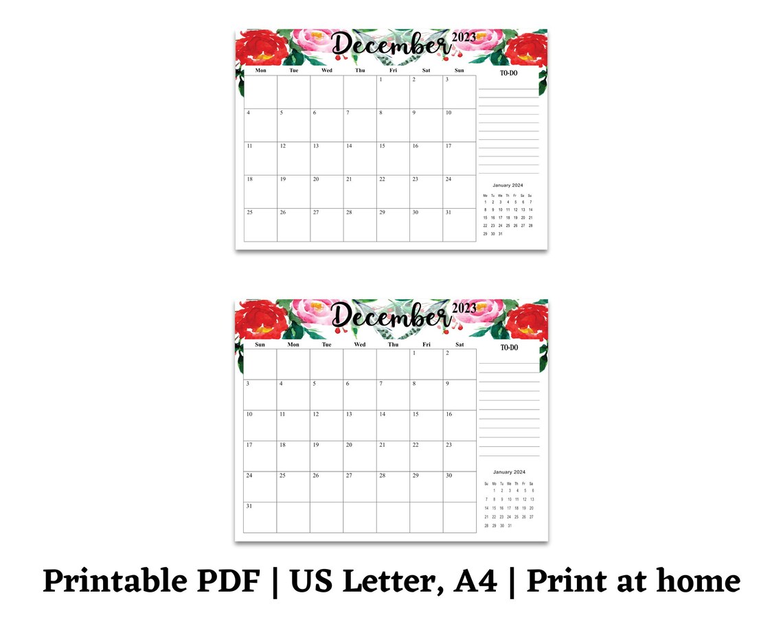2023 December Calendar Printable PDF , Printable Calendar, Digital ...