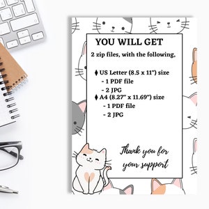 Cute Kawaii Cat Stationery Printable PDF, Cat Lover Letter Writing ...