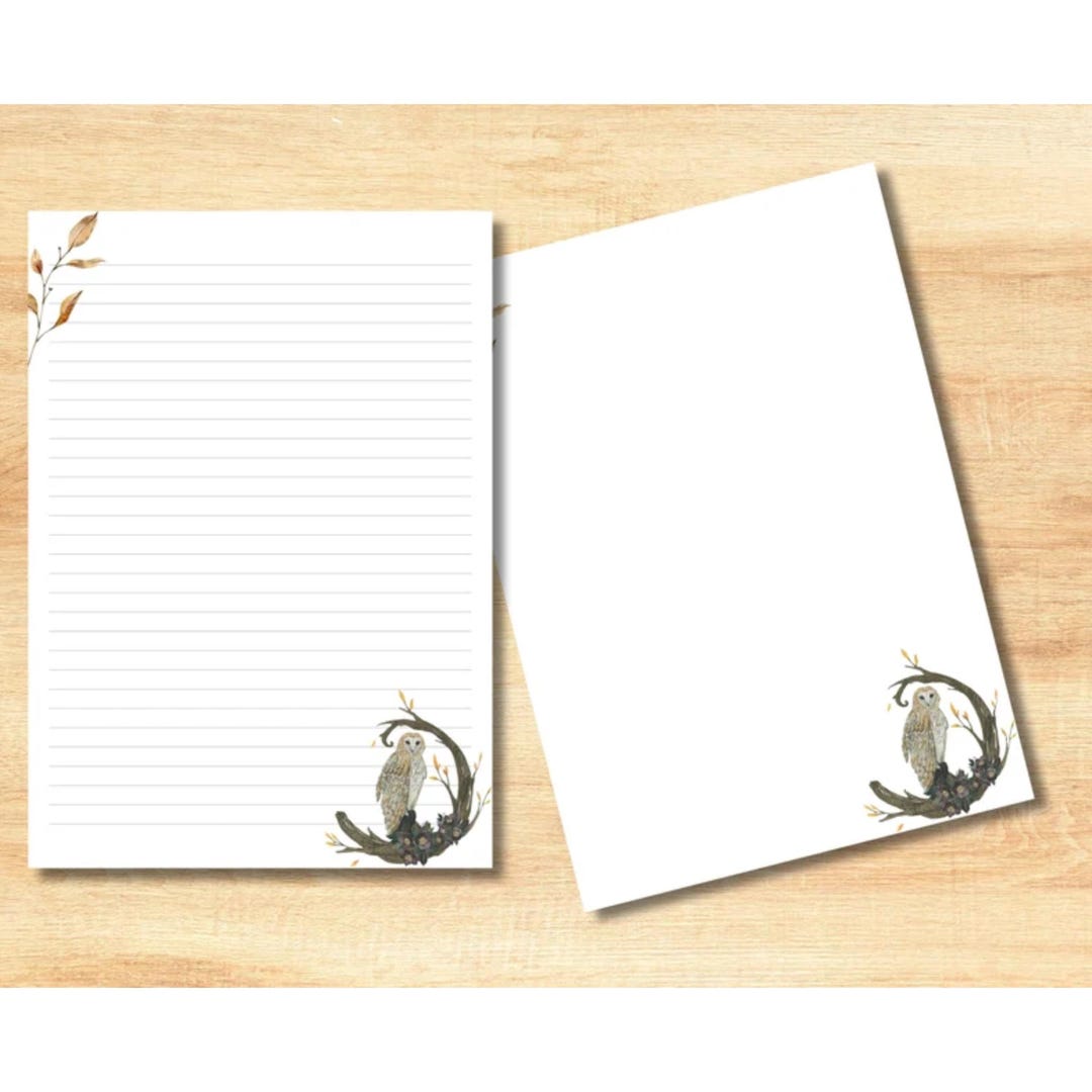 Printable Owl Stationery, Printable Stationery Lined and Unlined Paper ...
