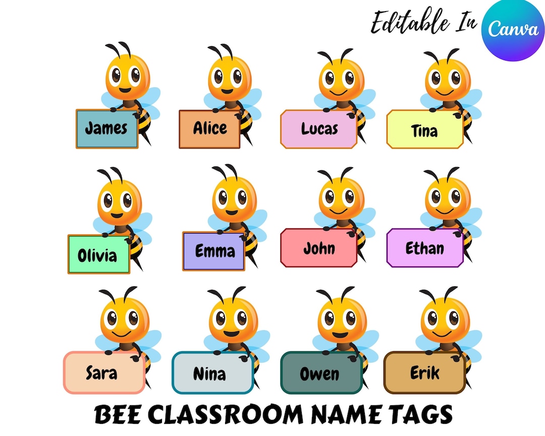 Editable Bee Classroom Name Tags, Classroom Label, Classroom Tags ...