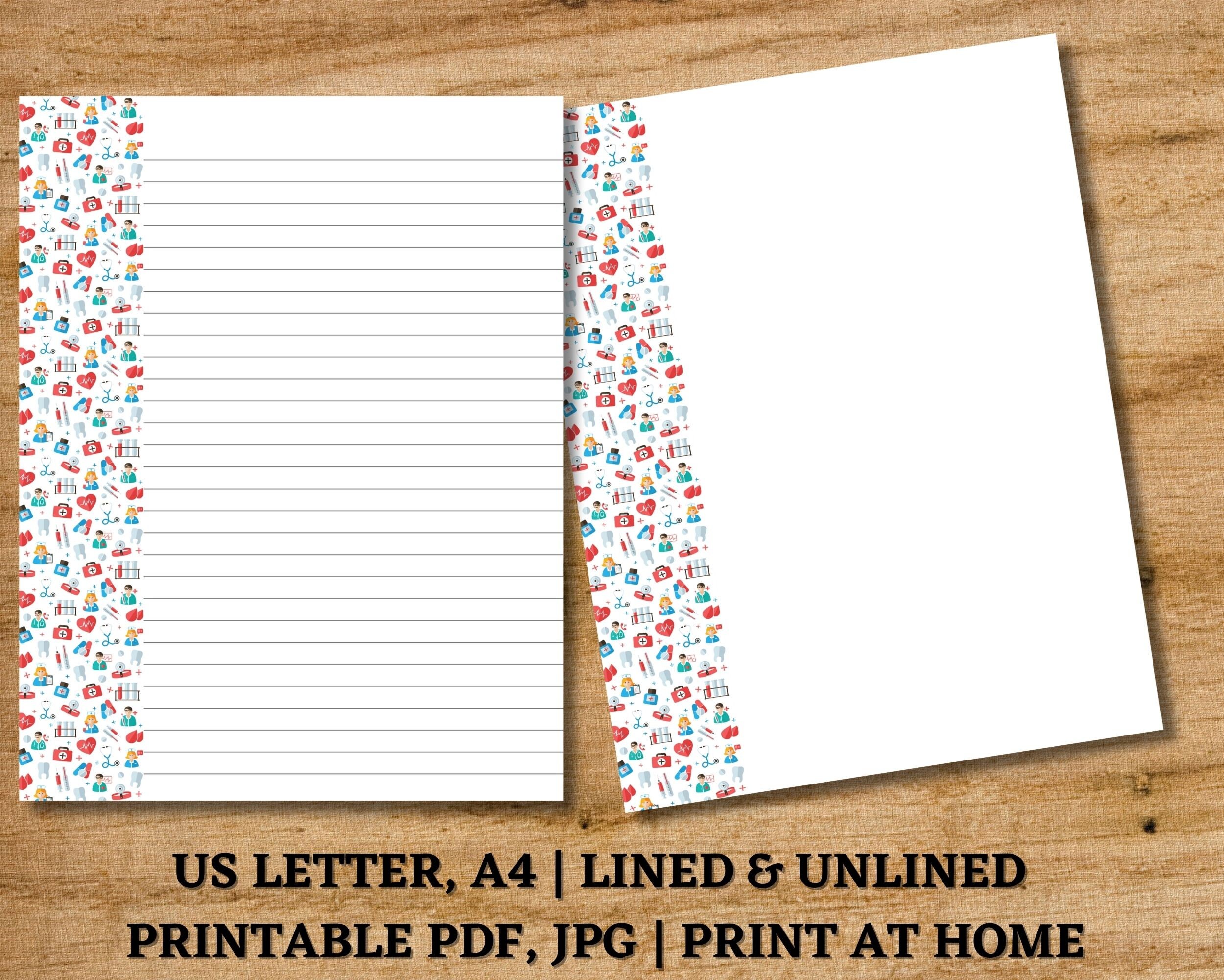 Printable Medical Stationery, Doctor Nurse Journaling Pages Lined ...