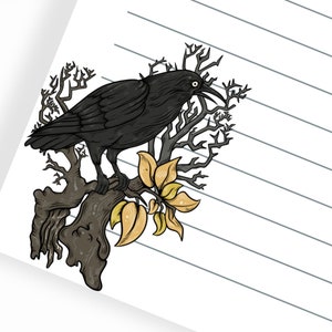 Printable Raven Stationery, Letter Writing Paper, Lined and Unlined ...