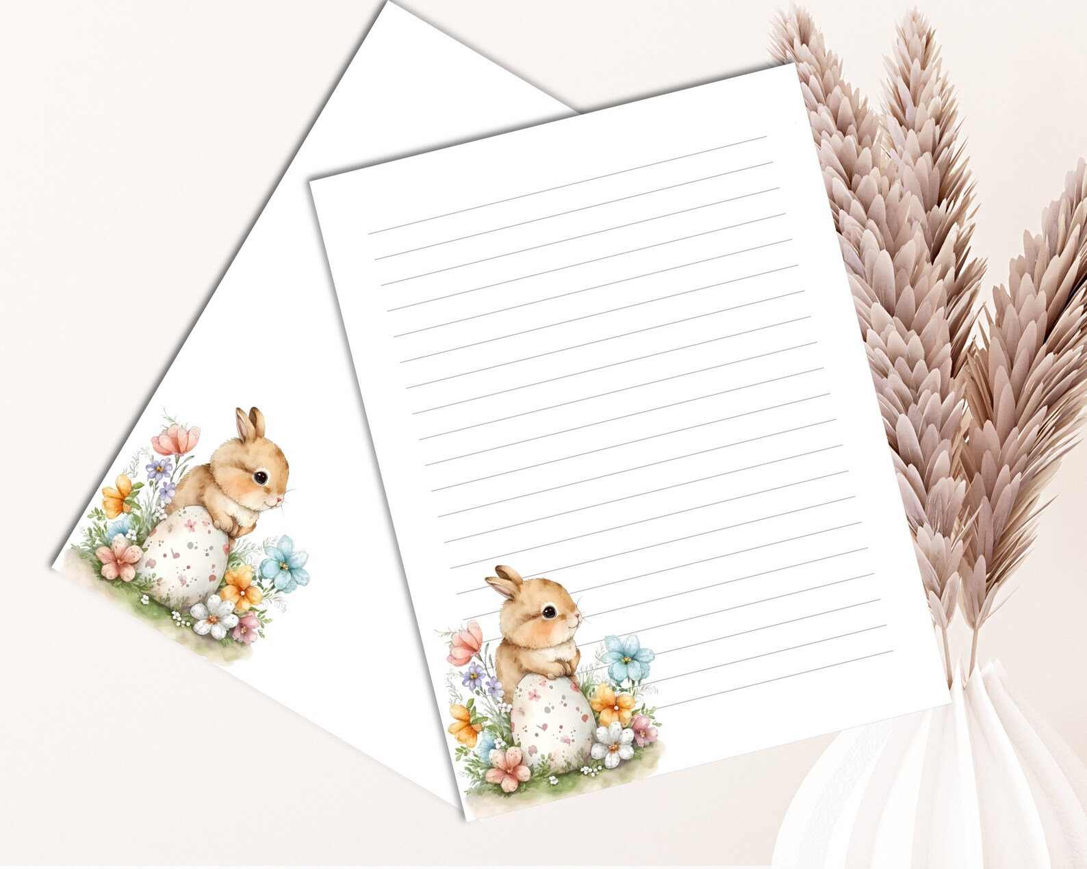 Printable Cute Bunny Stationery, Printable Stationery Lined and Unlined ...