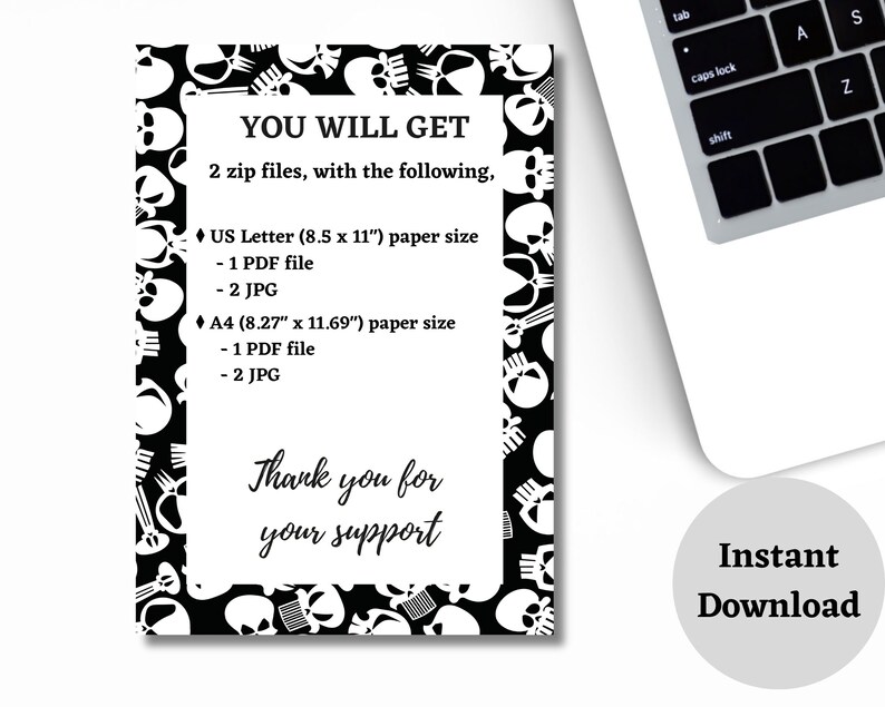 Printable Skull Stationery Letter Writing Paper Skeleton - Etsy