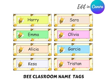 Editable Bee Classroom Name Tags, Classroom Label, Classroom Tags ...