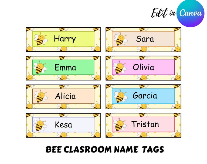 Bee Classroom Decor | Name Tags | Classroom Labels | Editable - Etsy Canada