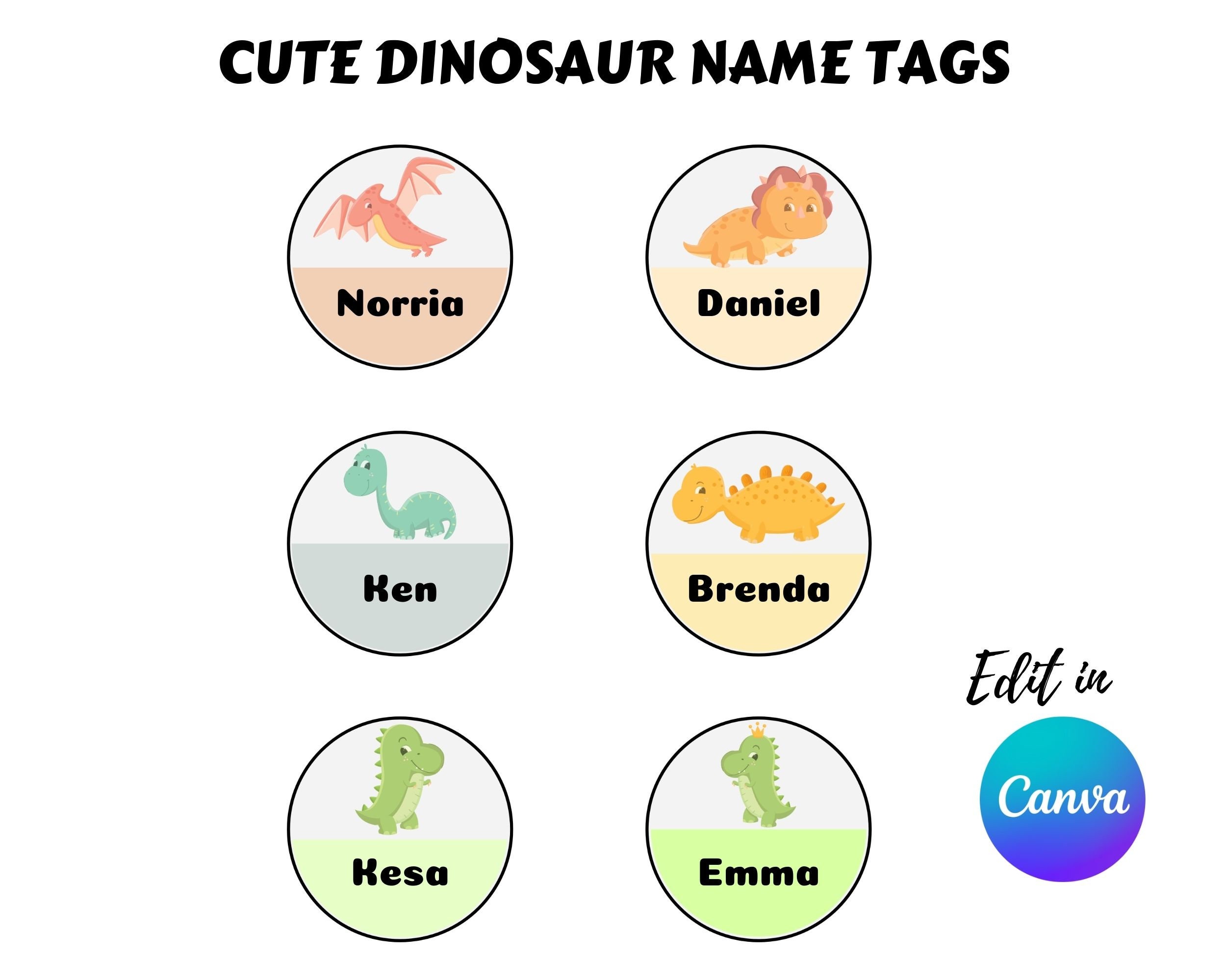 Editable Dinosaur Name Tags, Circle Dinosaur Classroom Name Tags ...