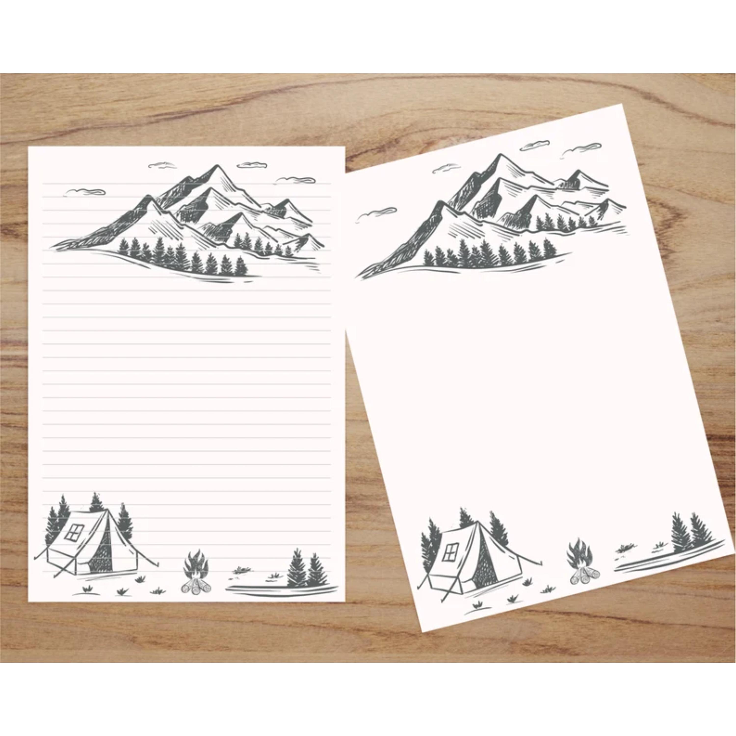 Printable Camping Stationery, Mountain Stationery, Camping Fire ...