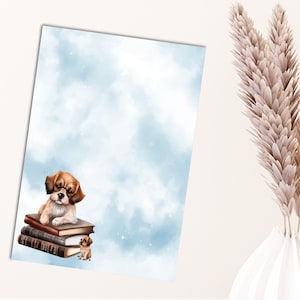 Printable Puppy Stationery, Dog & Books Lovers Printable Stationary ...