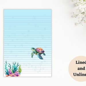 Under the Sea Stationery, Lined and Unlined Letter Writing Paper ...
