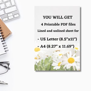 Daisy Floral Stationery PDF Printable | Flower Stationery | Letter ...