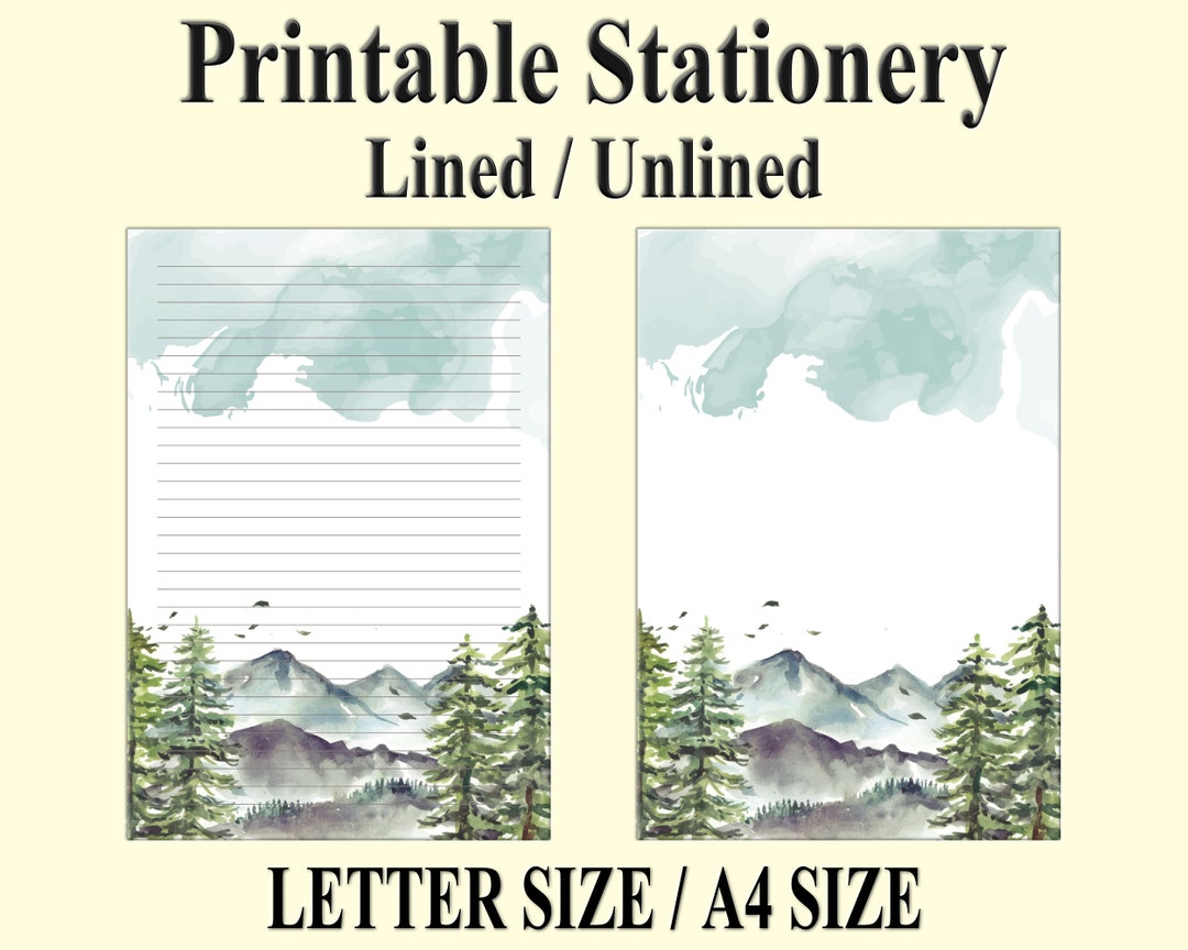 Printable Pine Tree Stationery, Watercolor, Letter Writing Paper ...