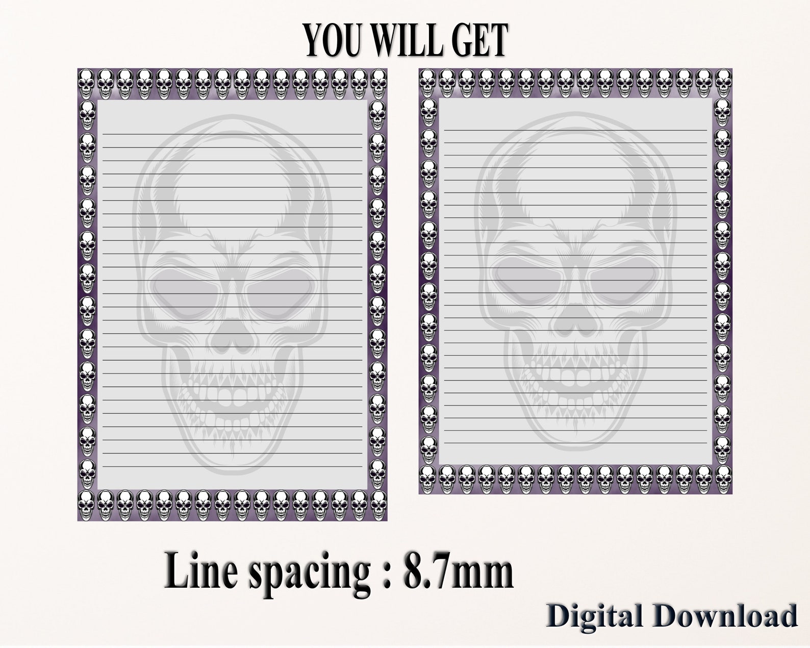 Printable Skull Stationery Letter Writing Paper Skeleton - Etsy