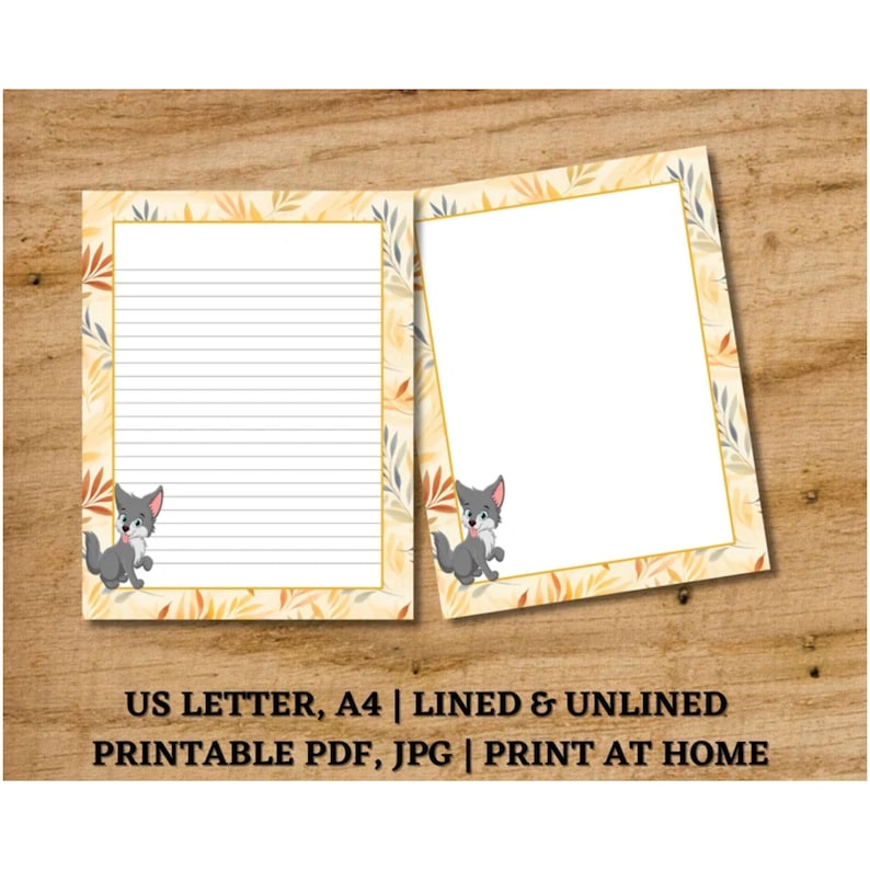 Printable Cartoon Wolf Stationery, Animal Stationery, Wolf Writing ...