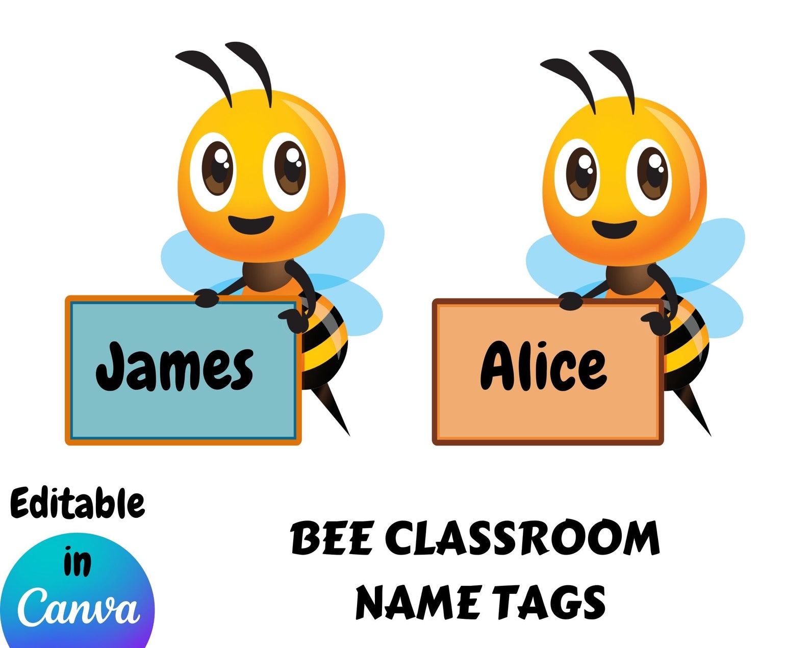 Editable Bee Classroom Name Tags, Classroom Label, Classroom Tags ...