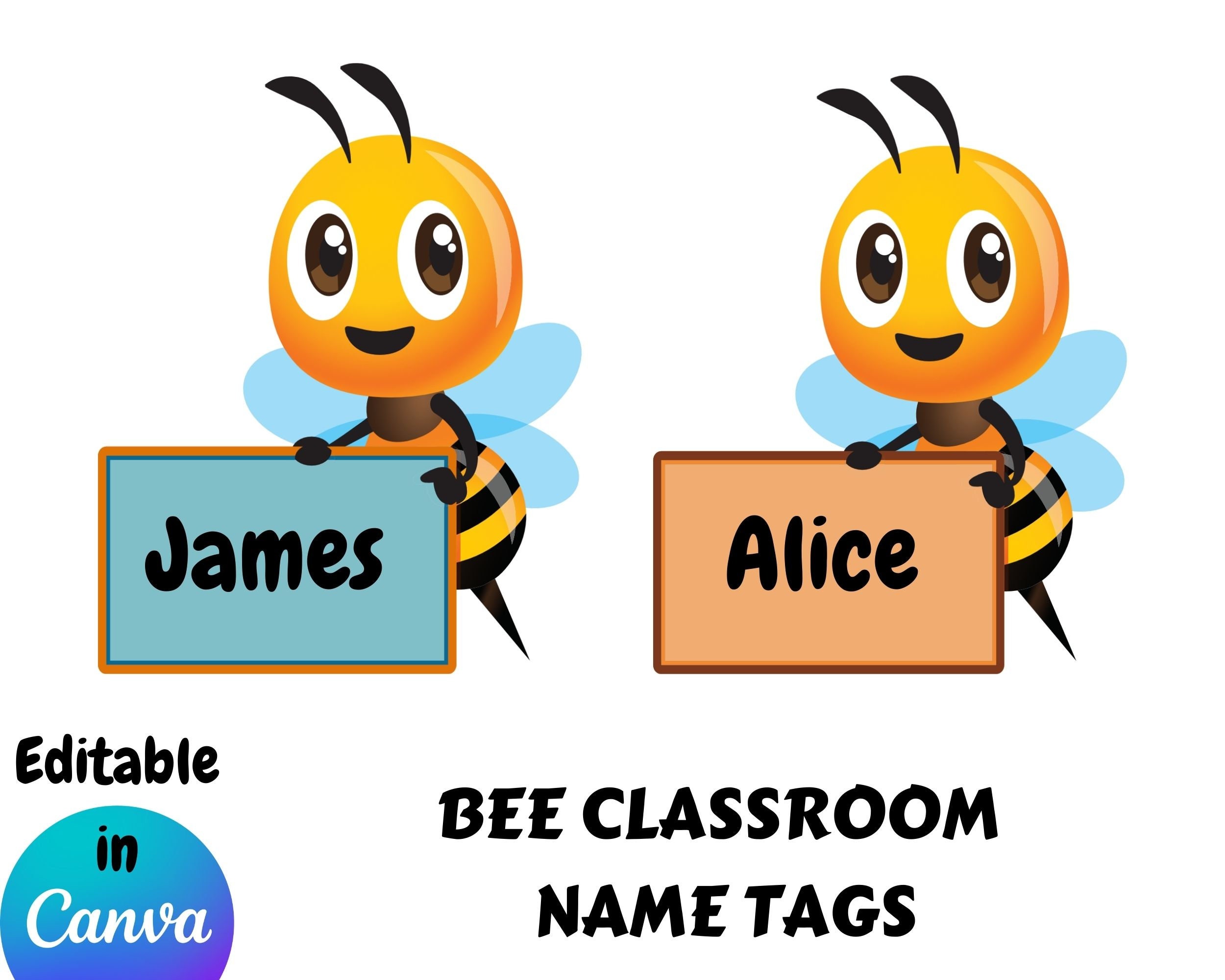 Editable Bee Classroom Name Tags, Classroom Label, Classroom Tags ...